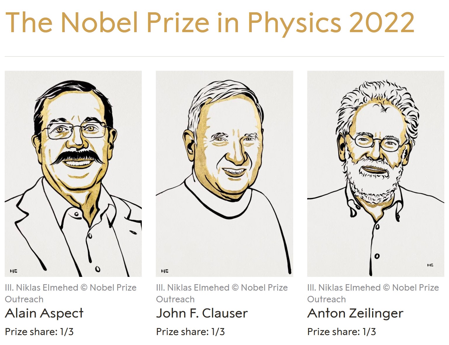 Congratulations to Alain Aspect, John F. Clauser and Anton Zeilinger ...